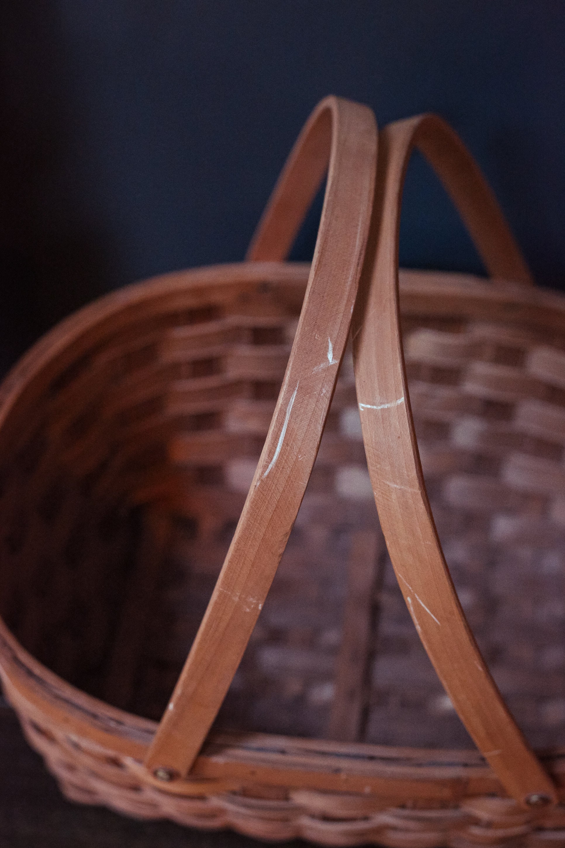 Extra Large Splint Rattan & Wood Market Basket With Swing Handles ...