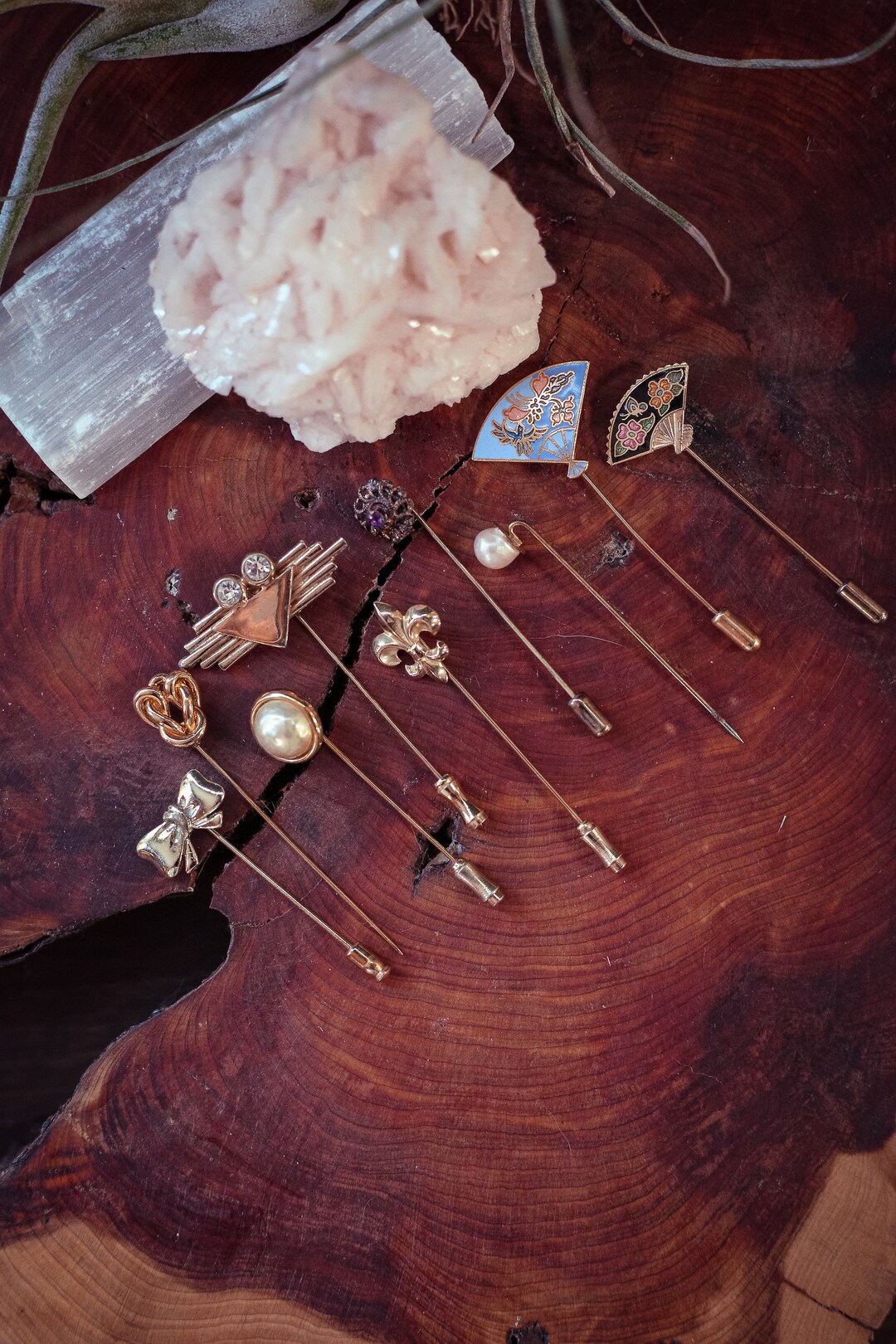 Stick Pins in Gold Tone Enamel and Crystal - Select Style From Dropdown ...