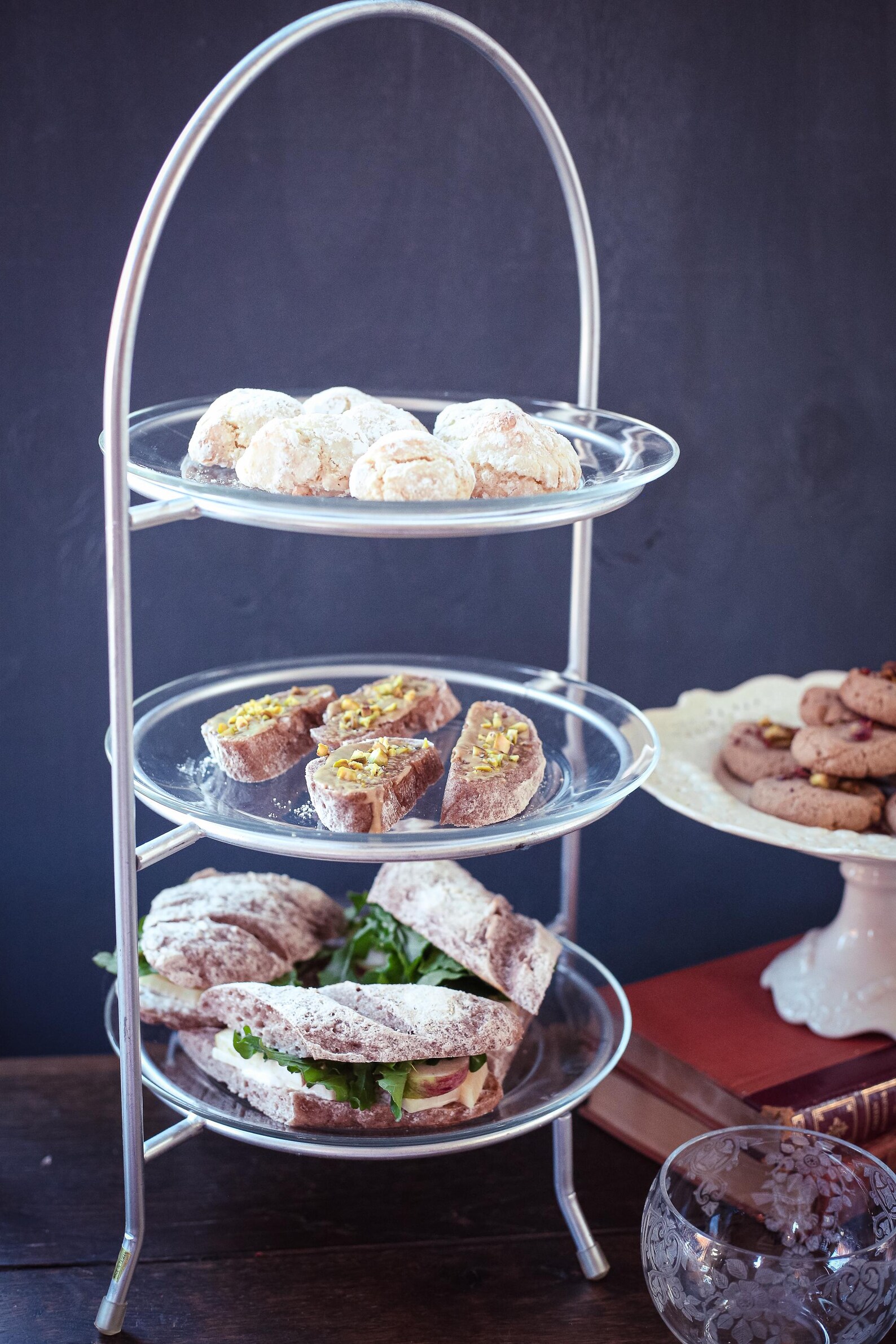 3 Tier Metal Serving Stand Satin Nickel Finish - Vintage High Tea Stand ...