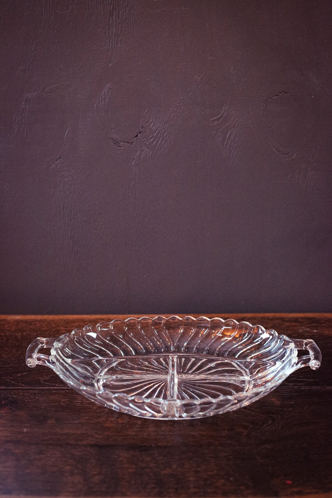 Divided Crystal Serving Platter with Handles Fostoria Colony | Etsy