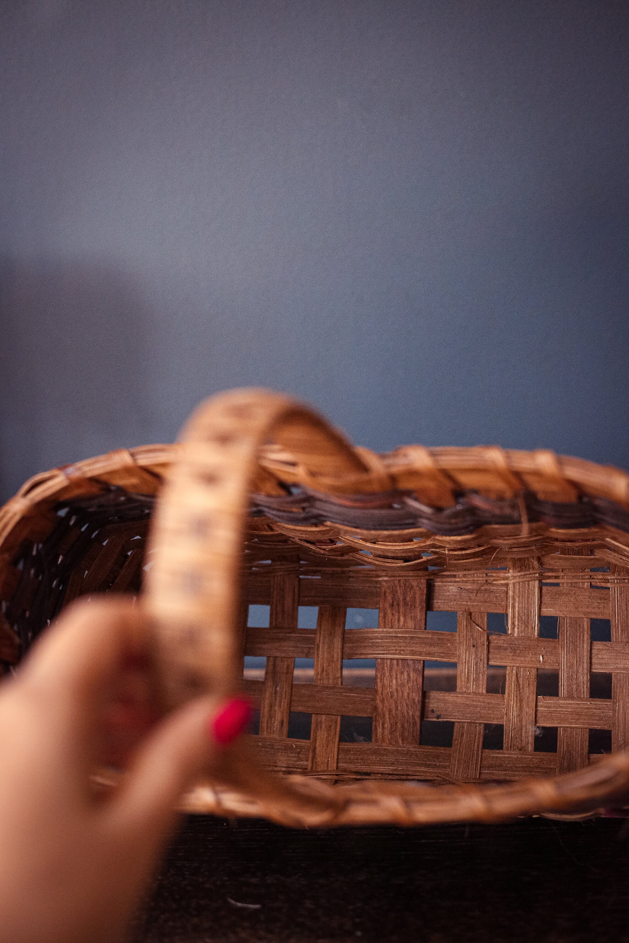 Narrow Rectangular Flat Bottom Dyed Splint Basket With Wood - Etsy