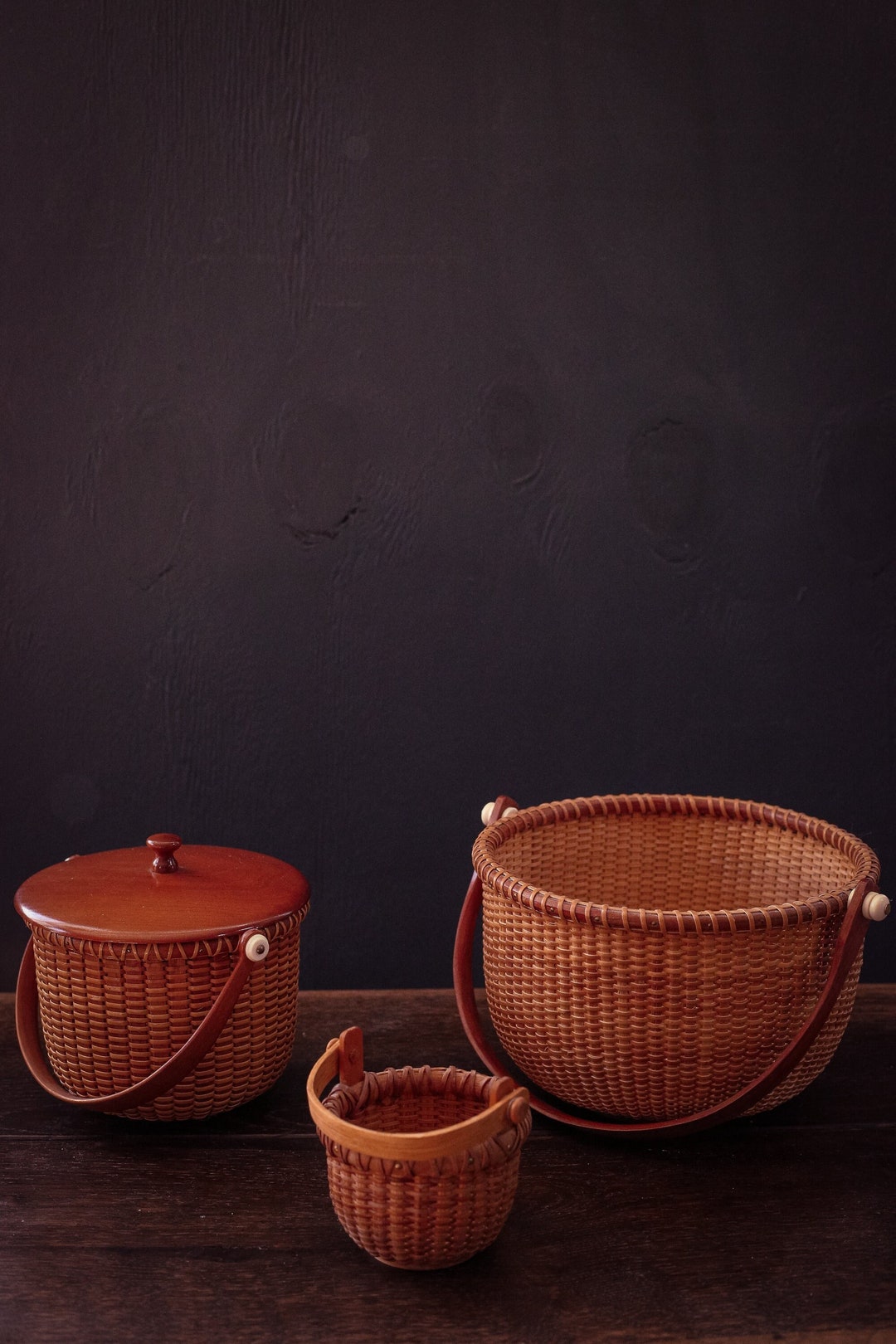 Nantucket Baskets With Handles Vintage Wood Wicker Basket select From Dropdown - Etsy