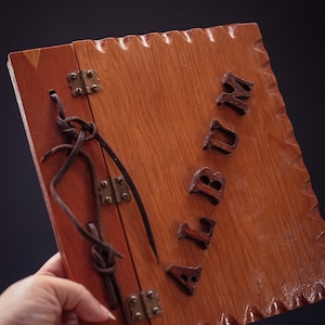 Wood Photo Album With Leather Binding - Vintage Wooden Album Cover - Etsy
