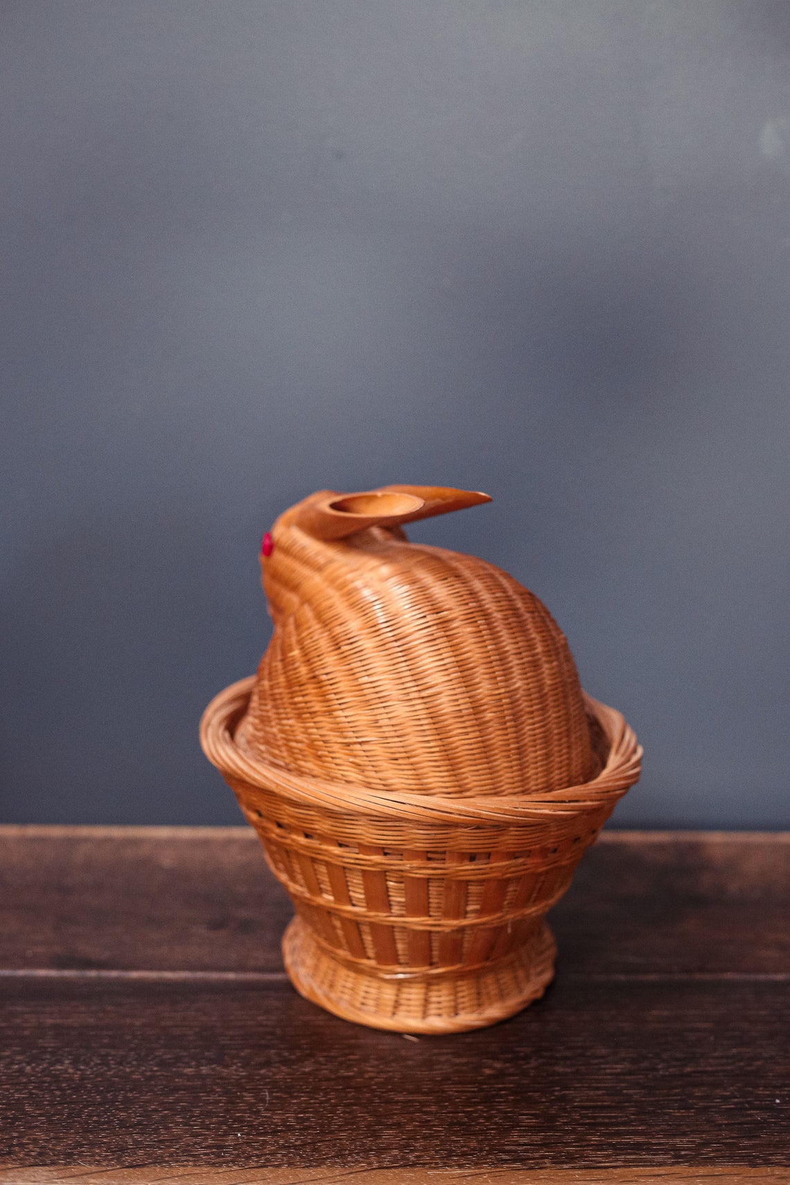 Rabbit Shaped Wicker/rattan Basket With Lid Two Piece Bunny - Etsy