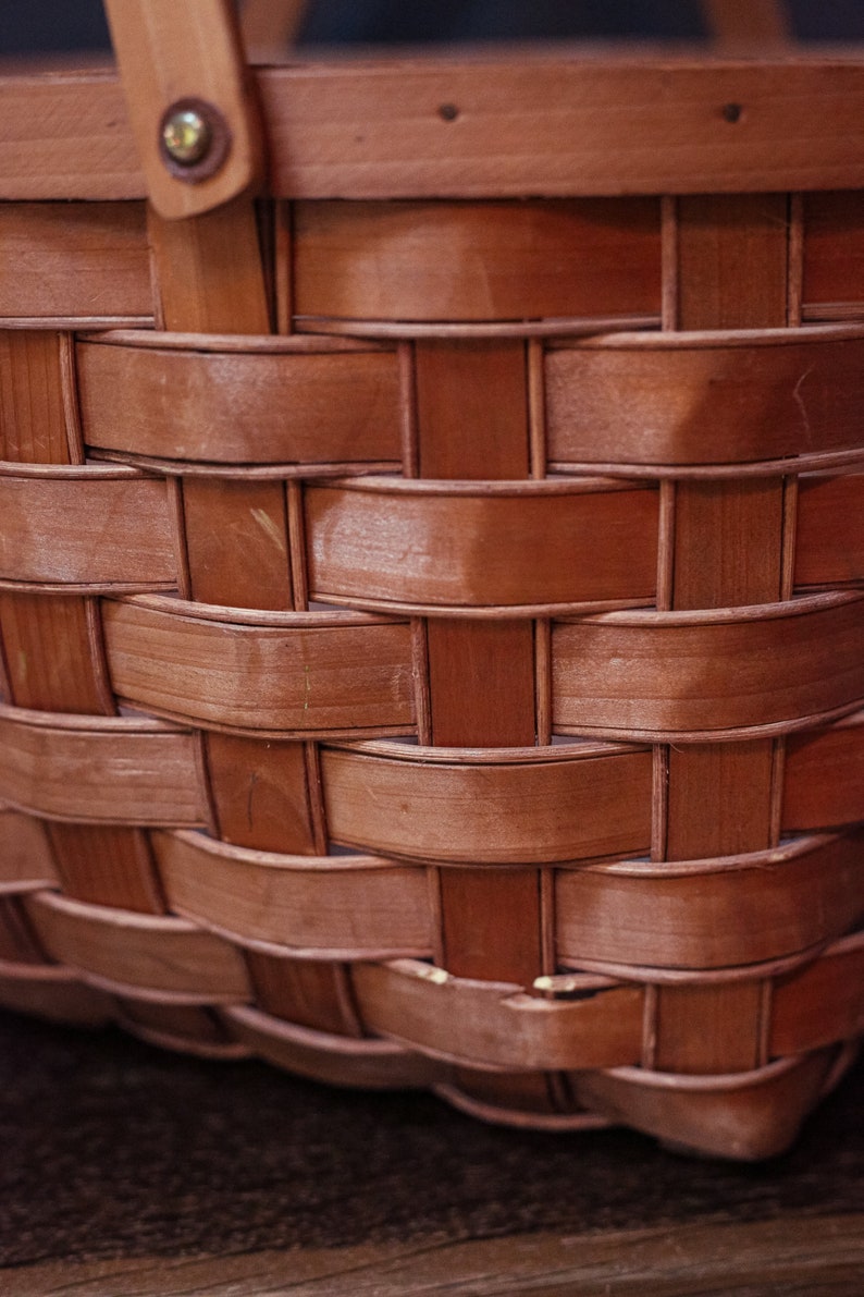 Extra Large Splint Rattan & Wood Market Basket With Swing Handles ...