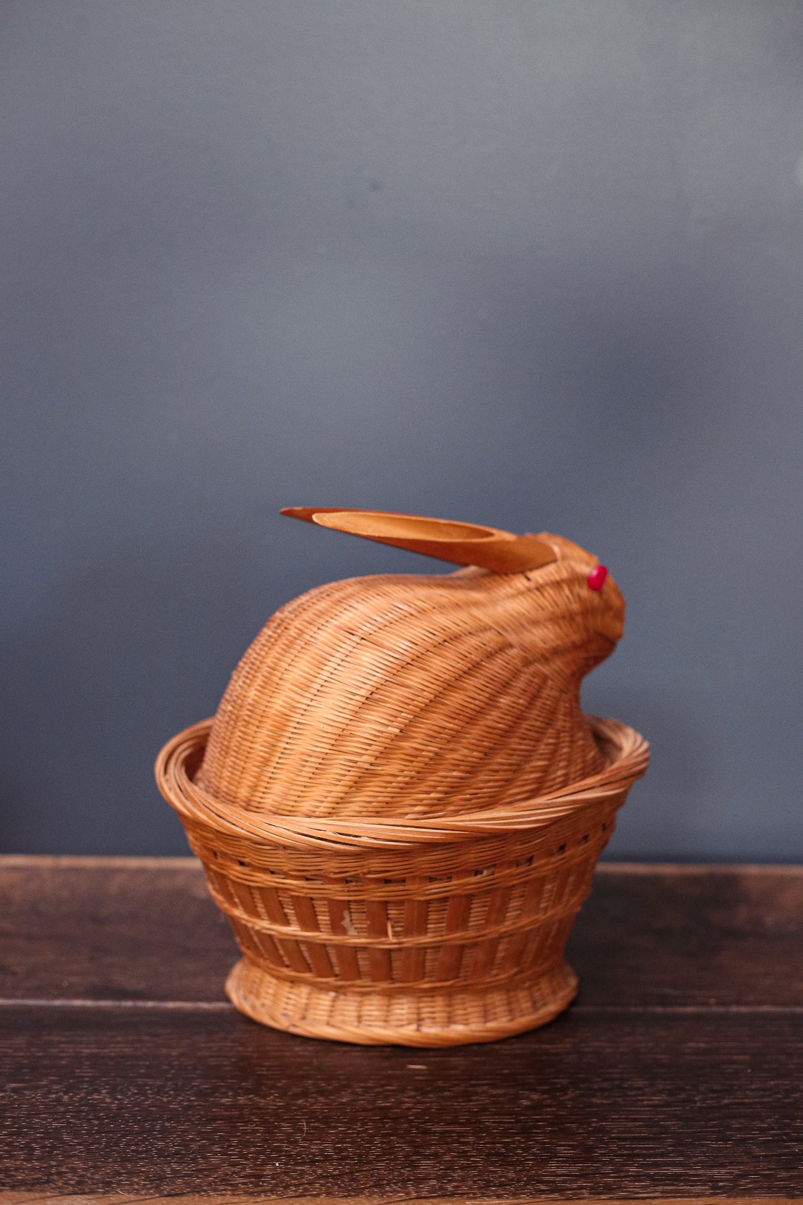 Rabbit Shaped Wicker/rattan Basket With Lid Two Piece Bunny - Etsy