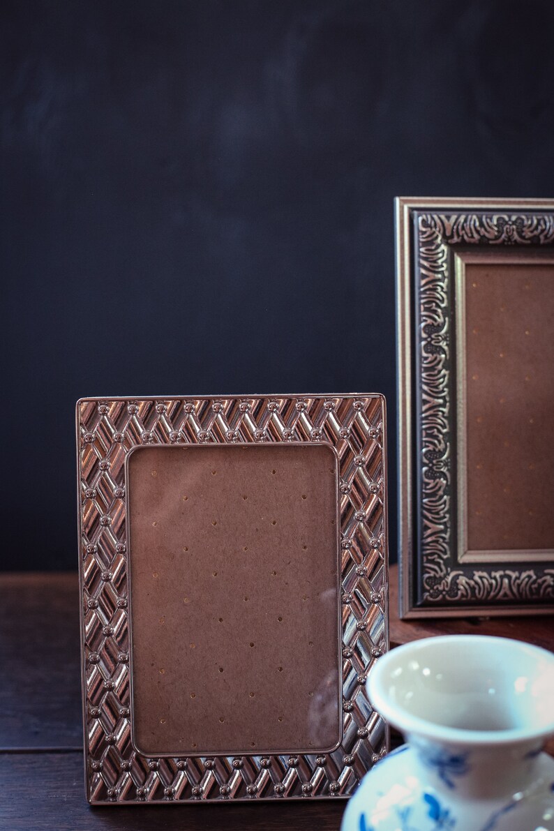 Woven Texture Metal Photo Frame - Vintage Silver Tone Tabletop Picture ...