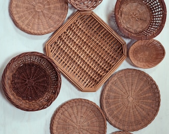 Wall Baskets With Oval, Round, Colorful Assortment Vintage Farmhouse ...