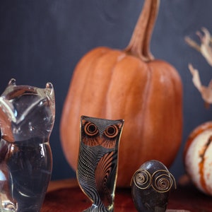 Collection of Small Owl Art Objects in Various Materials - Vintage ...