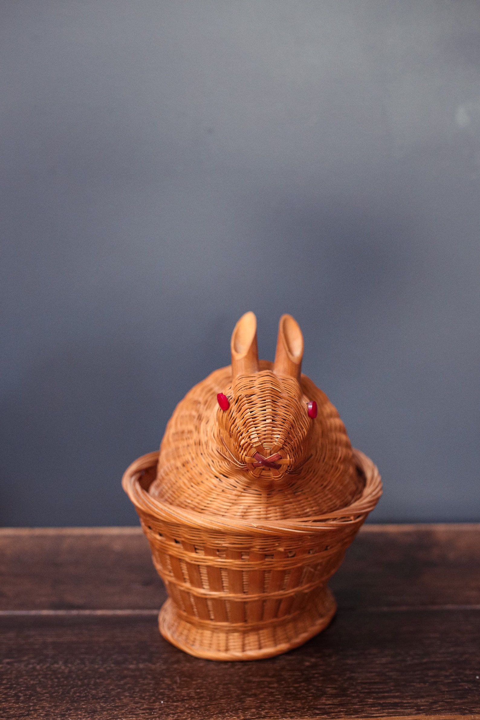 Rabbit Shaped Wicker/rattan Basket With Lid Two Piece Bunny - Etsy