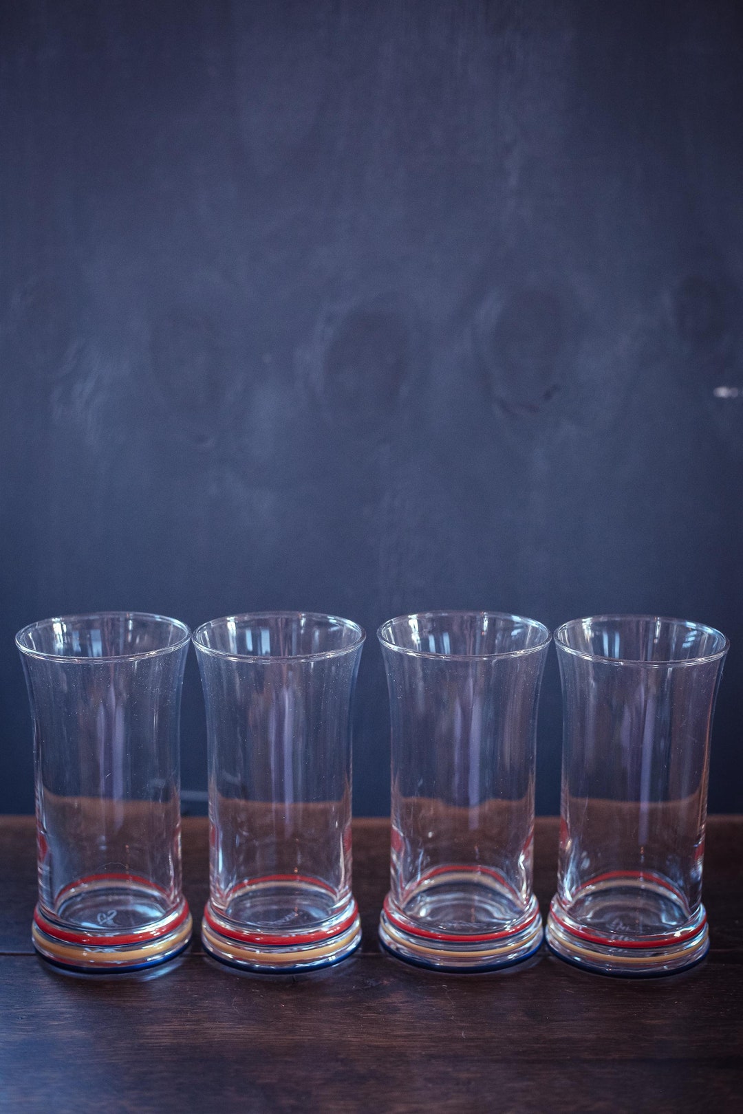 Fiesta Multi-color Striped Bottom Glass Tumblers Set of 4 - Vintage ...
