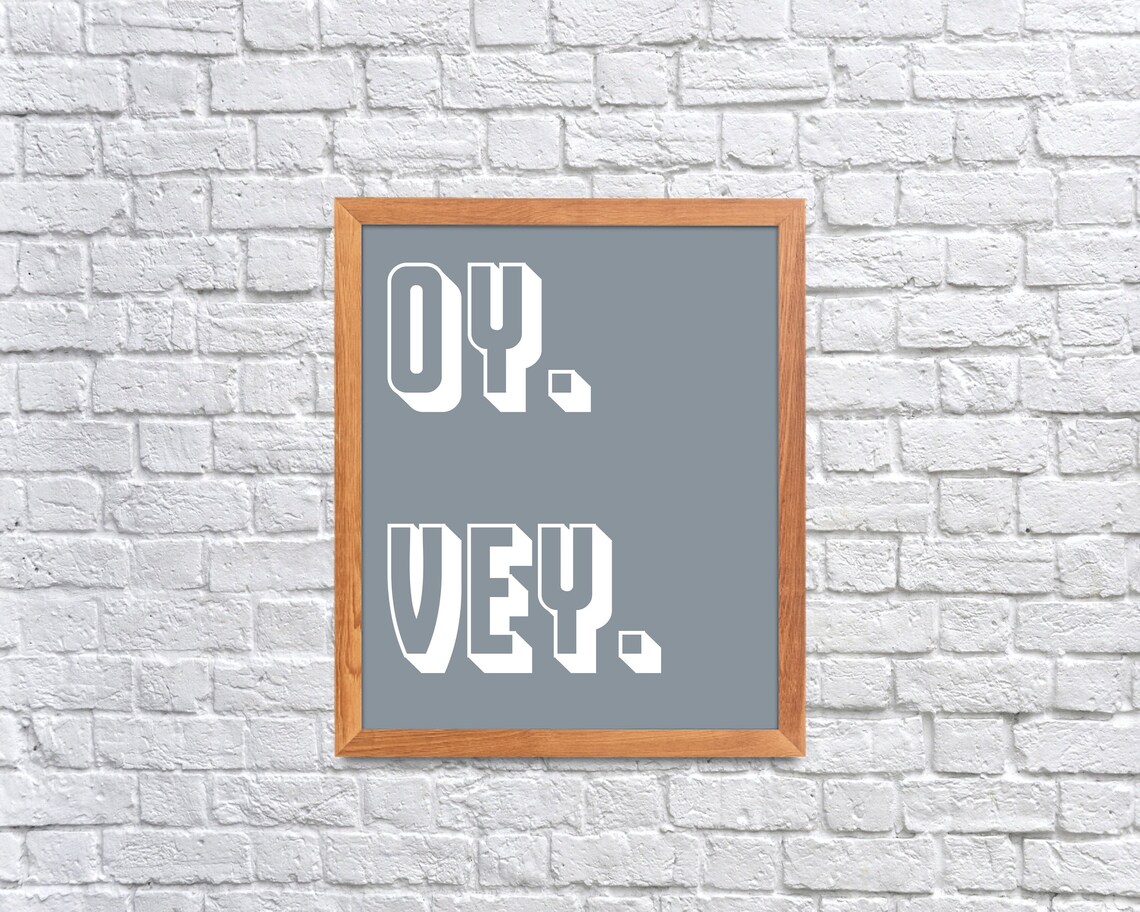 Oy Vey Funny Jewish Minimalist Art Print in Gray - Etsy