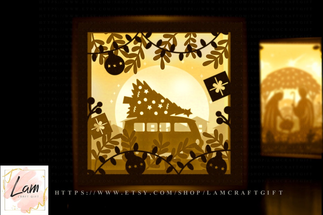 Christmas Tree Paper Cut Lightbox, Night Light Silhouette Templates Svg ...