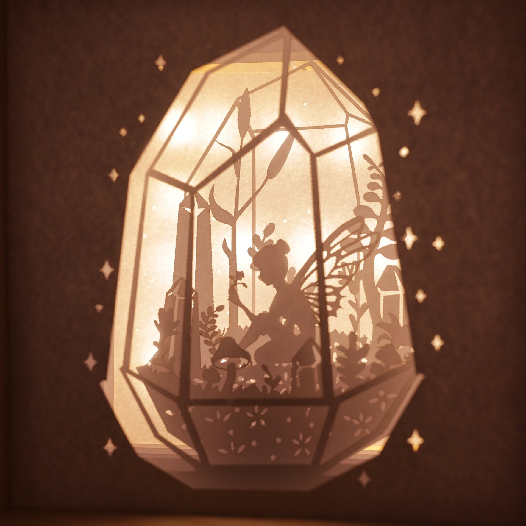 Fairy Tinker Bell in Gemstone Lightbox Template 3d Paper - Etsy