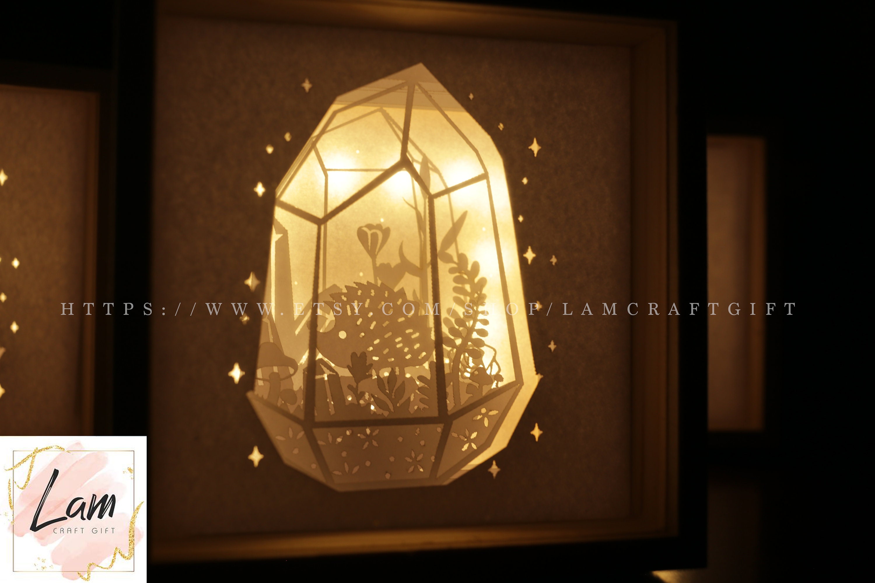 Porcupine in Gemstone Lightbox Template Paper Cutting | Etsy