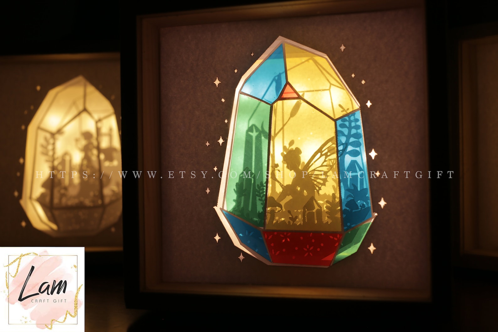 Fairy Tinker Bell in Gemstone Lightbox Template 3d Paper - Etsy