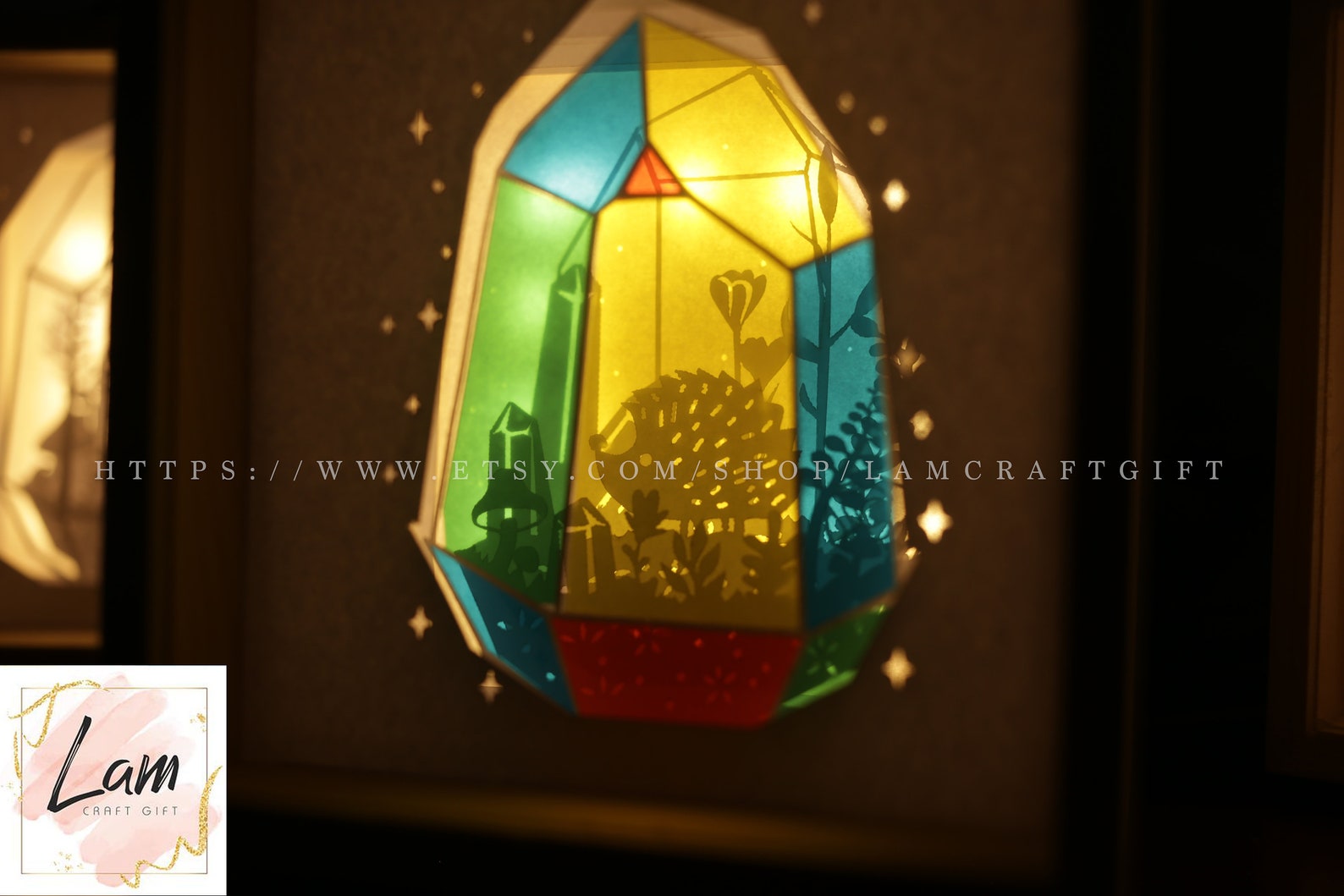 Porcupine in Gemstone Lightbox Template Paper Cutting | Etsy