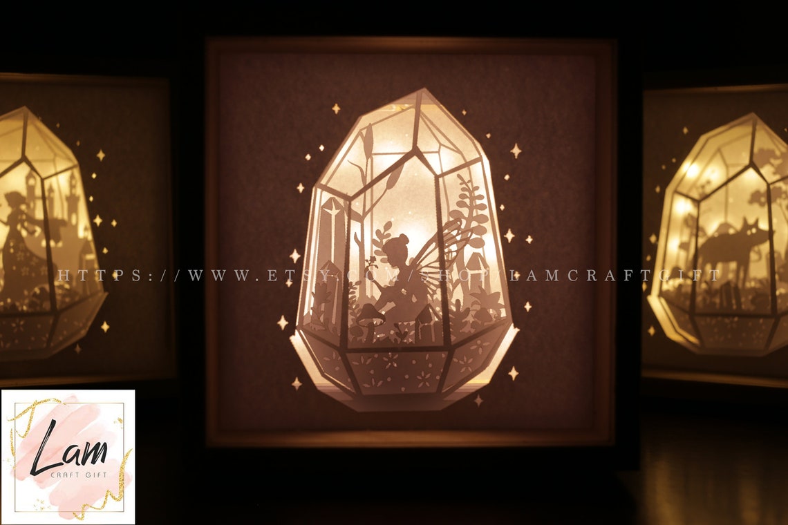 Fairy Tinker Bell in Gemstone Lightbox Template 3d Paper - Etsy