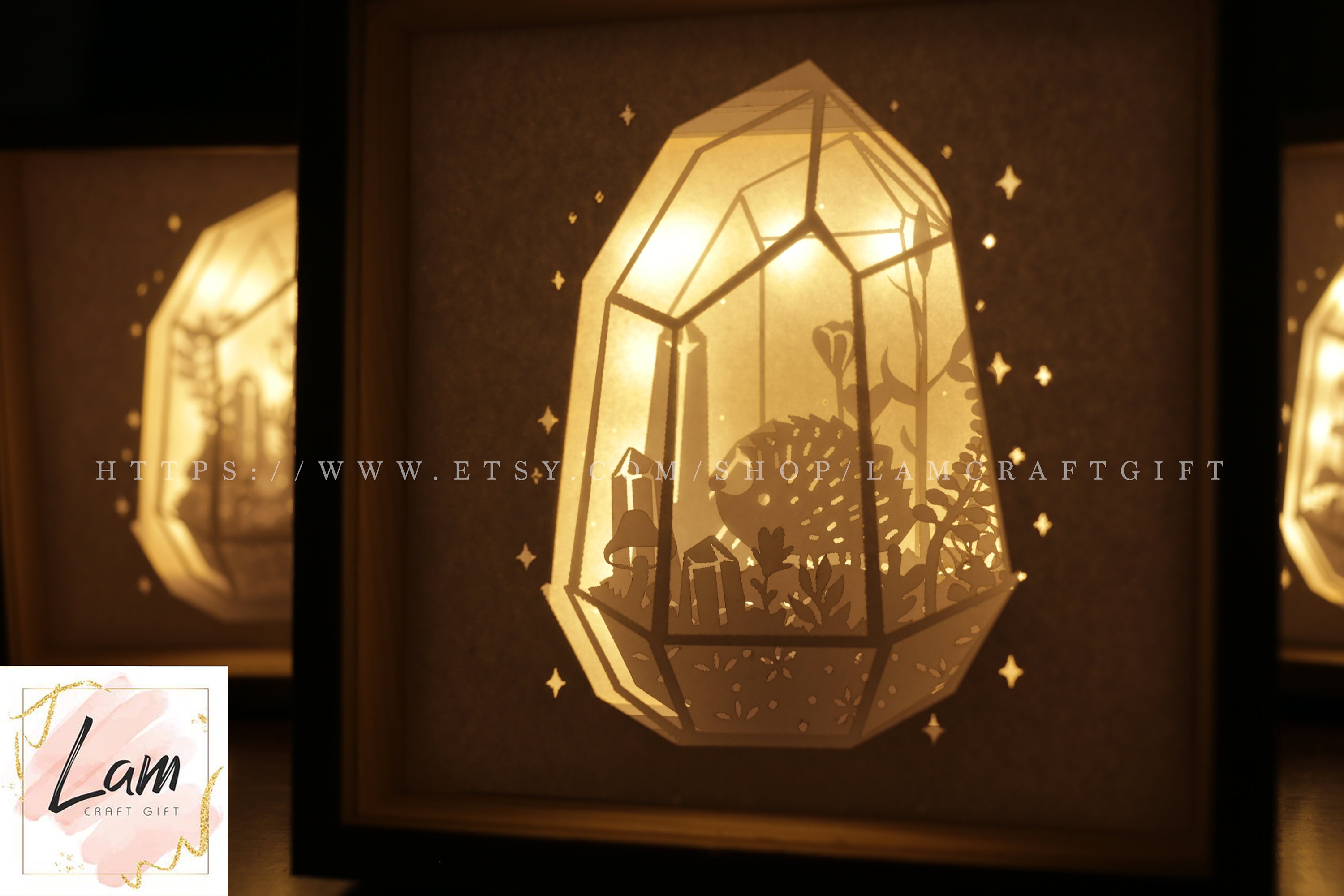 Porcupine in Gemstone Lightbox Template Paper Cutting | Etsy