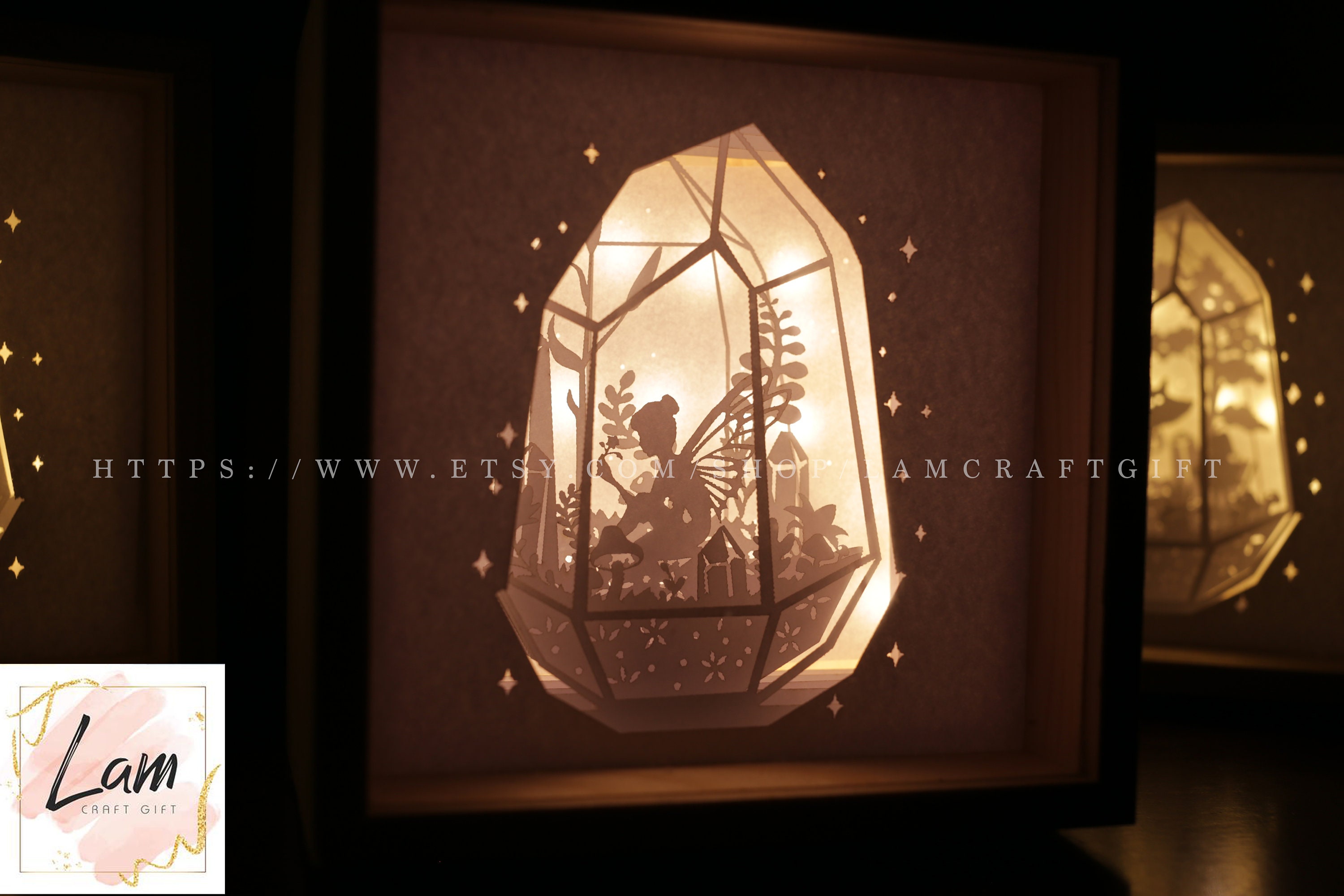 Fairy Tinker Bell in Gemstone Lightbox Template 3d Paper - Etsy
