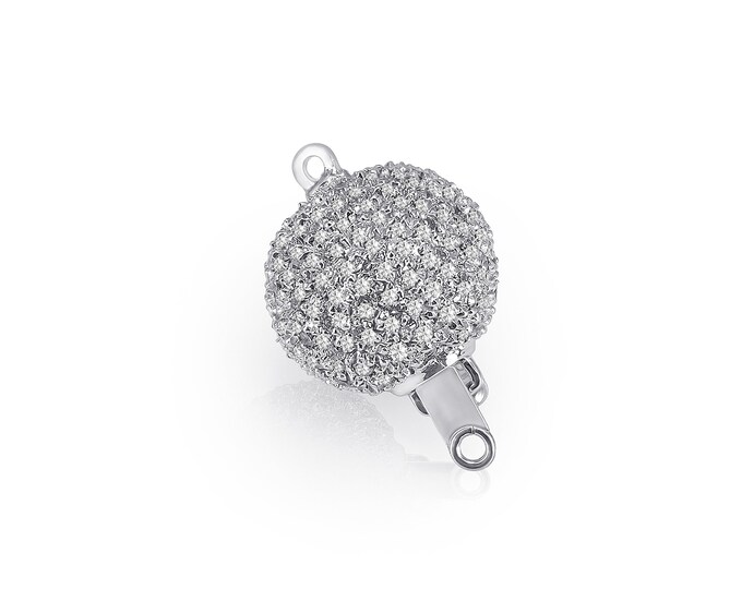 Diamond Pave Pearl Ball Clasp - Etsy