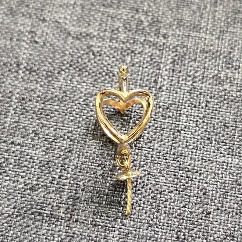 14K Heart Cage Enhancer Pearl Pendant Setting - Etsy