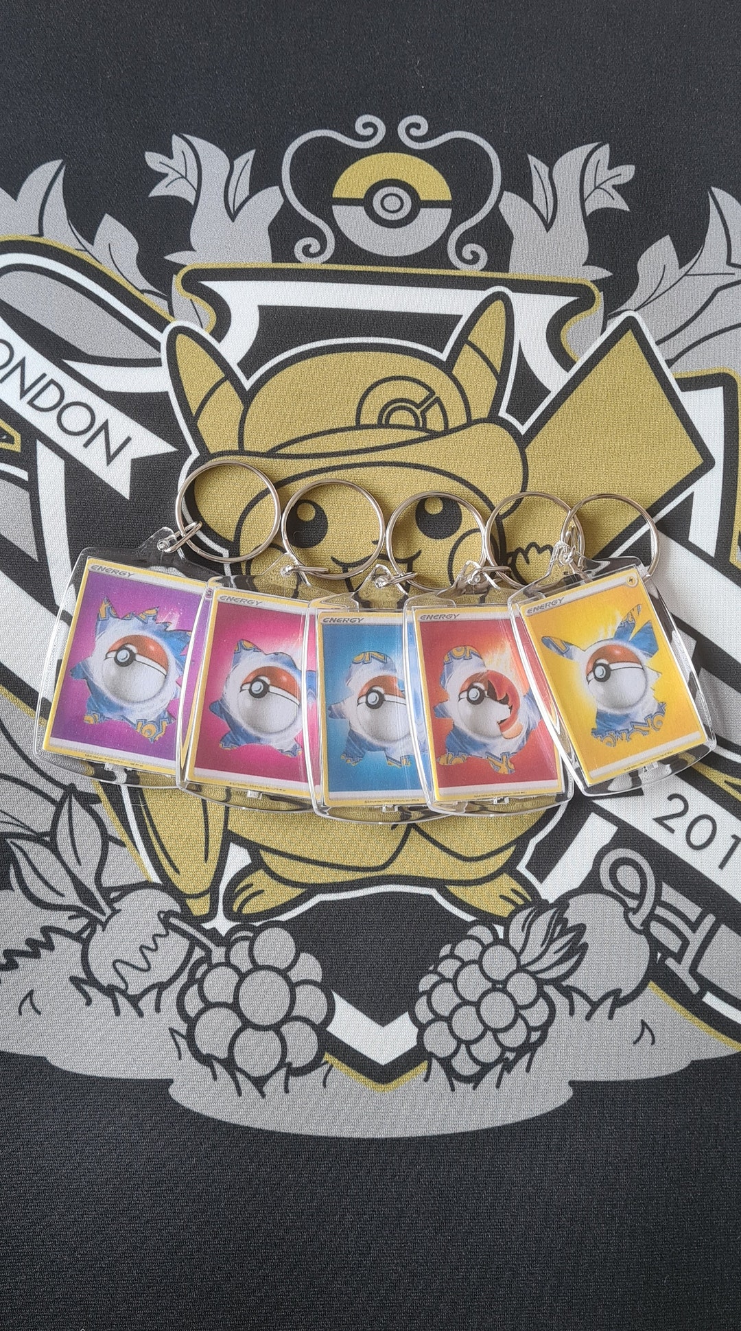 Custom Pokemon Energy Card Keyring Gift Keychain for Gamers Pokemon Go ...