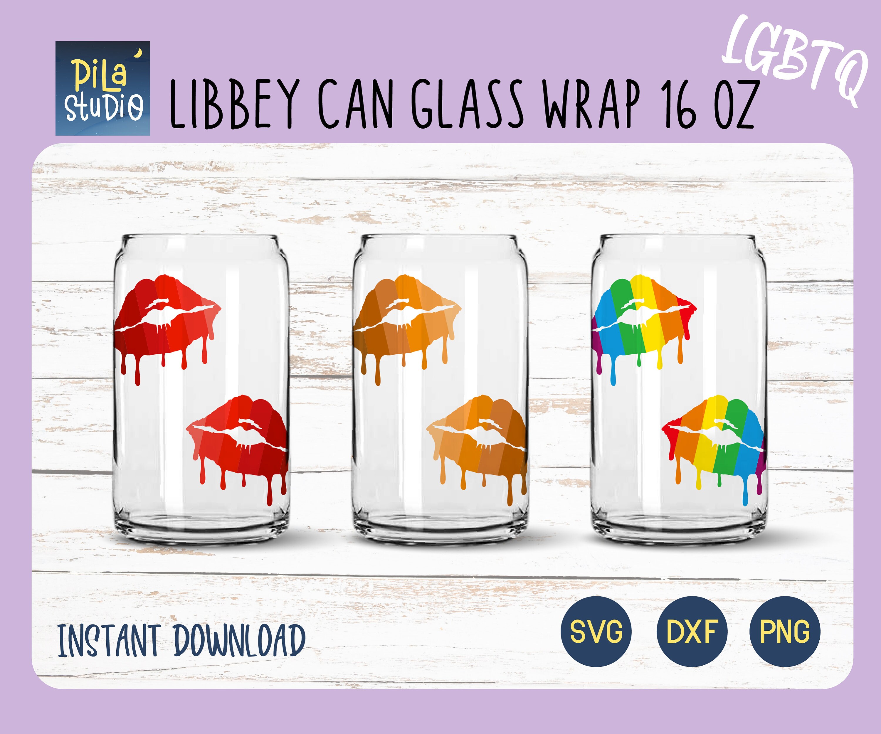 Pride LGBTQ Glass Wrap Svg Rainbow Lips Can Glass Full Wrap - Etsy