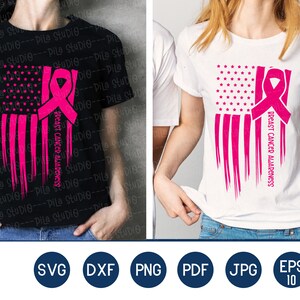 Pink Ribbon USA Flag SVG, Breast Cancer Svg, Pink Ribbon Png, Ribbon ...