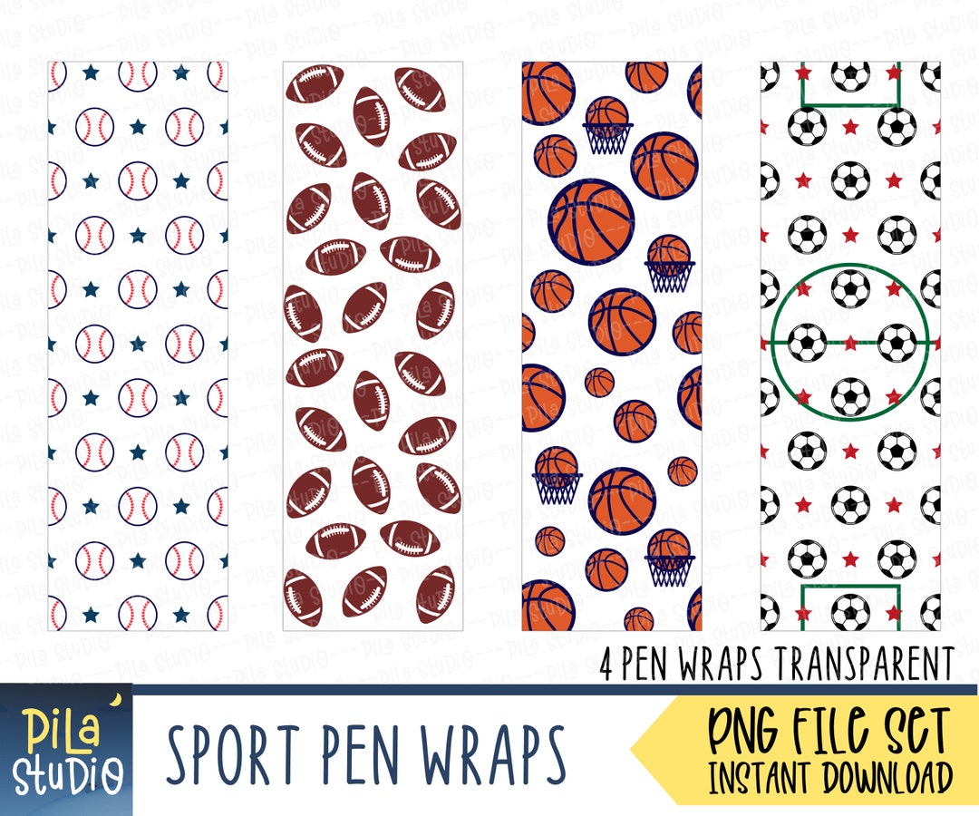 Sport Pen Wraps PNG Set | Baseball Pen Wrap | Football Pen Wraps ...
