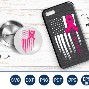 Pink Ribbon USA Flag SVG, Breast Cancer Svg, Pink Ribbon Png, Ribbon ...