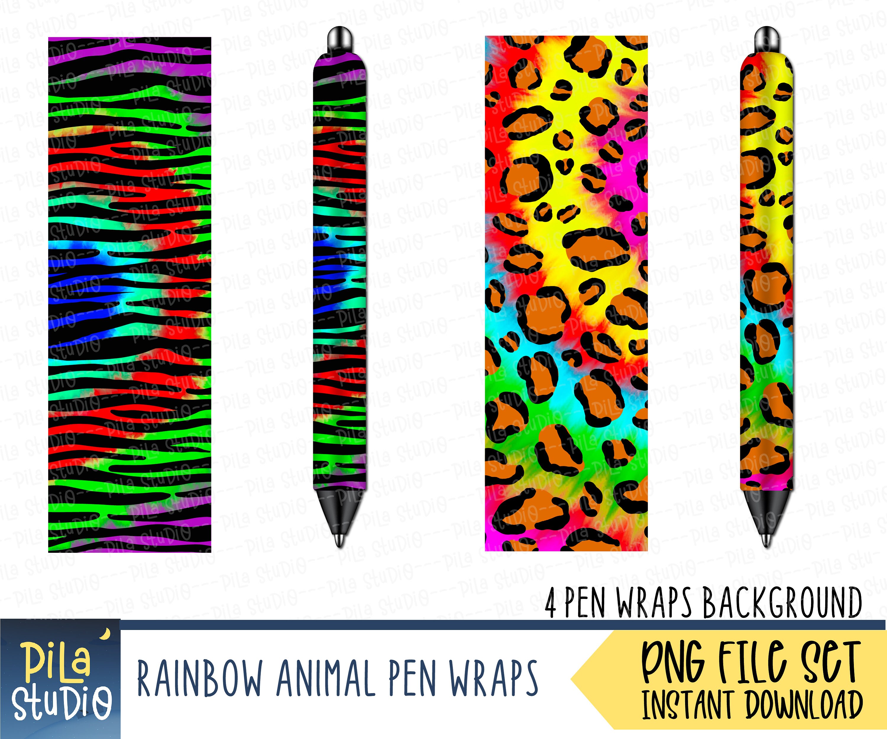 Rainbow Leopard Pen Wraps PNG File Set Animal Pen Wraps | Etsy