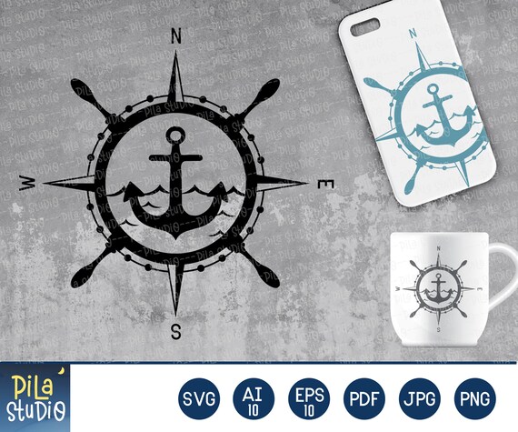 Anchor Compass Svg File Anchor Svg Adventure Svg Svg | Etsy