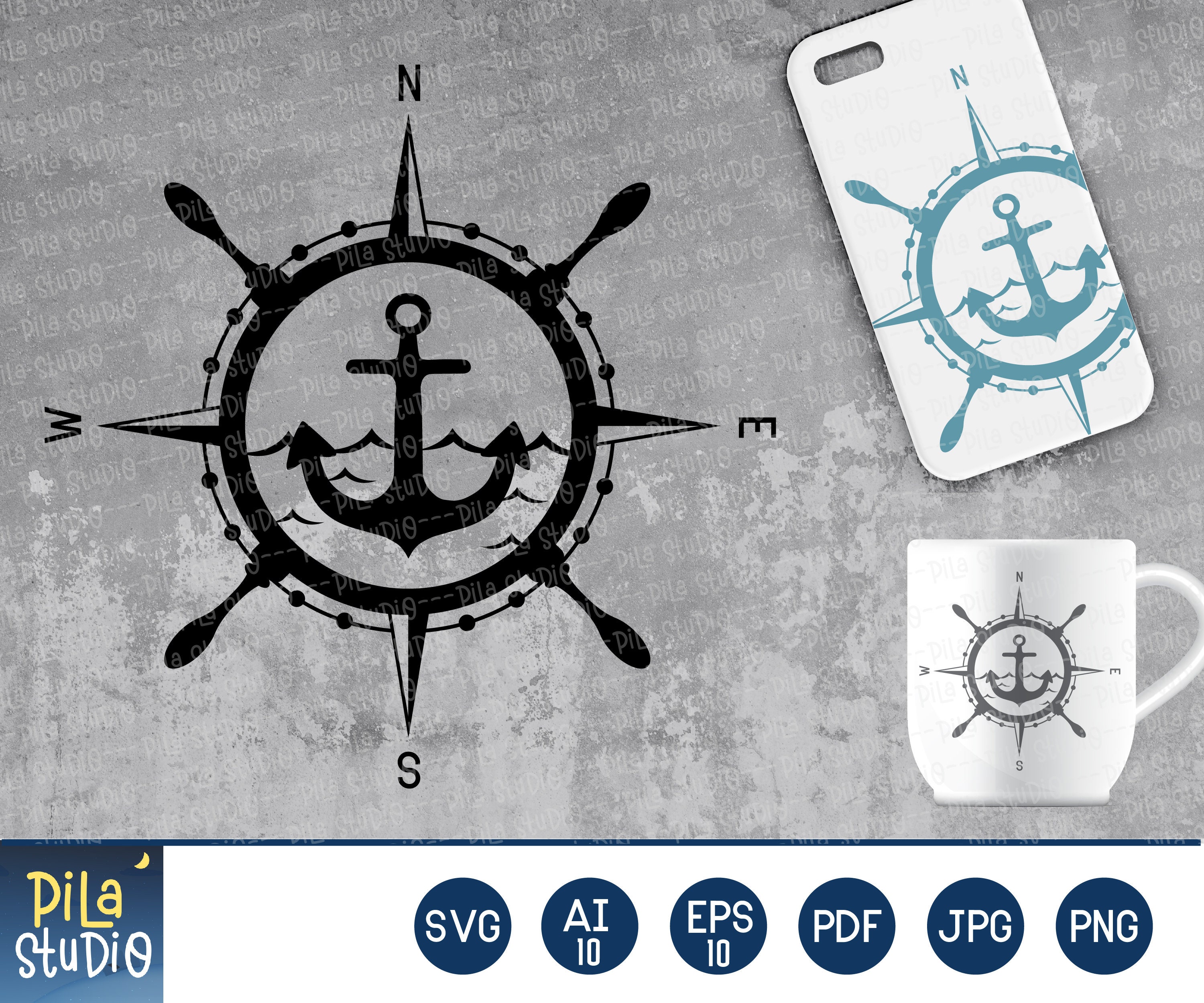 Anchor Compass Svg File Anchor Svg Adventure Svg Svg | Etsy