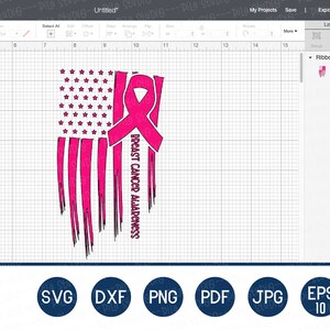 Pink Ribbon USA Flag SVG, Breast Cancer Svg, Pink Ribbon Png, Ribbon ...