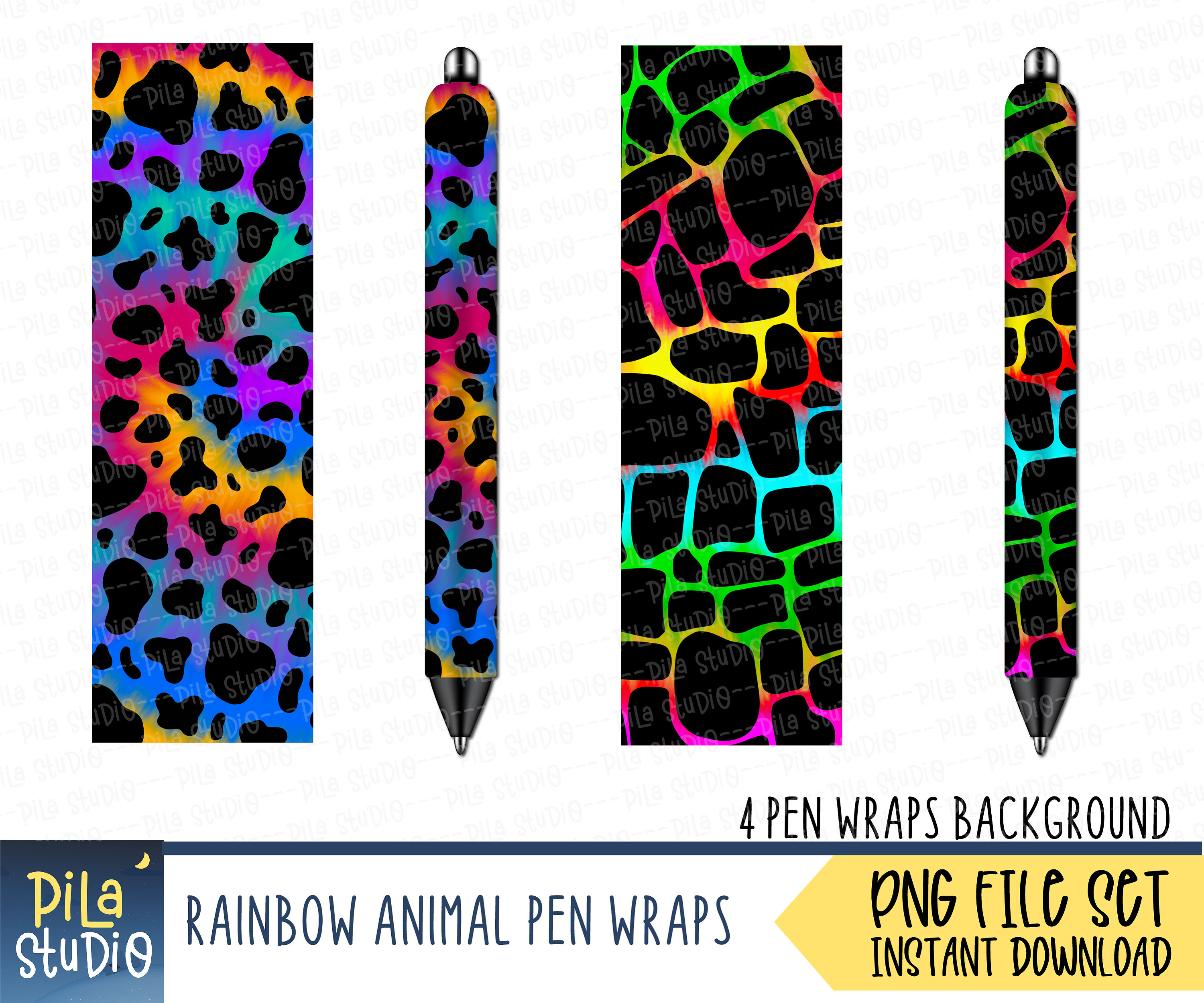 Rainbow Leopard Pen Wraps PNG File Set Animal Pen Wraps | Etsy