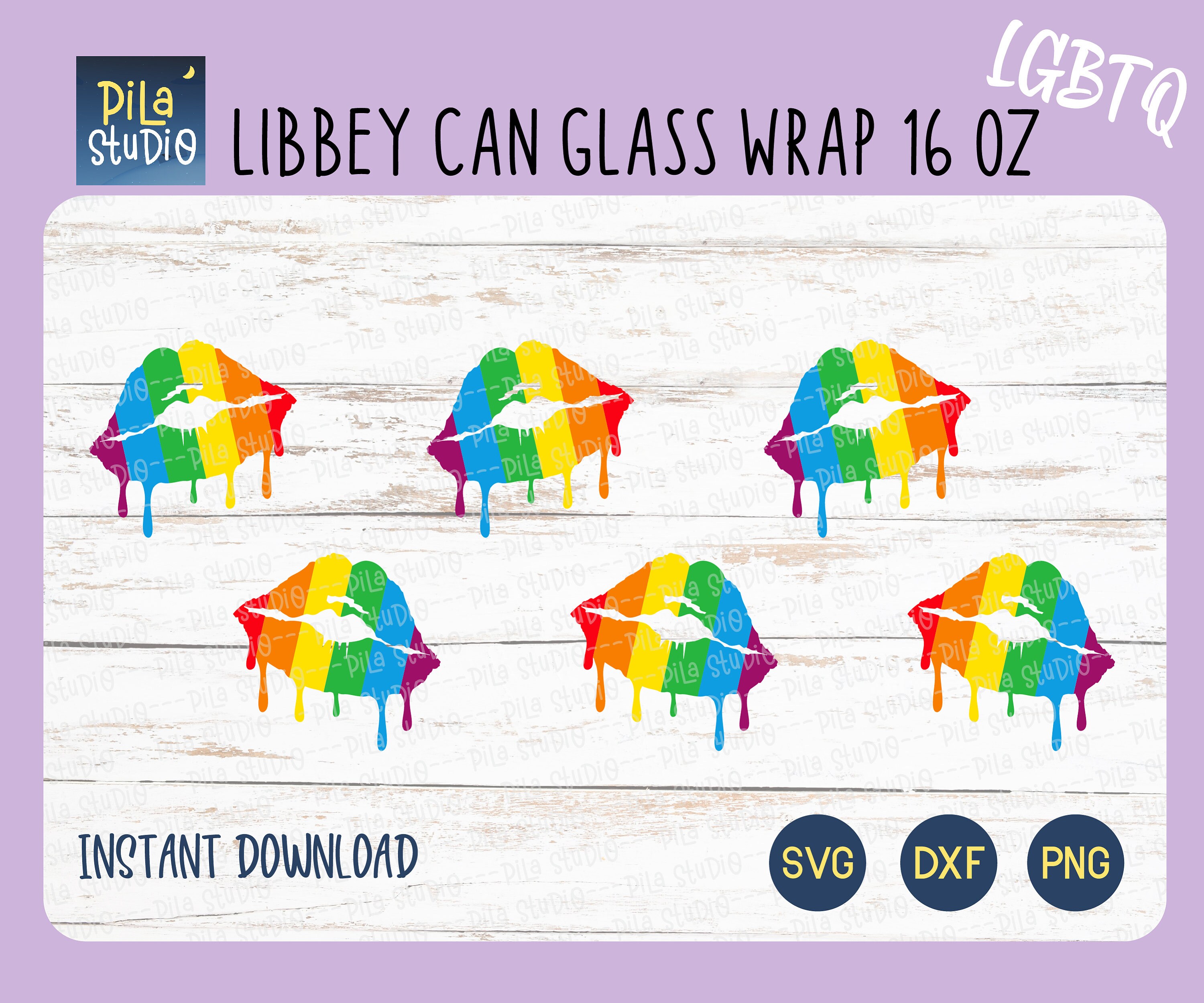 Pride LGBTQ Glass Wrap Svg Rainbow Lips Can Glass Full Wrap - Etsy