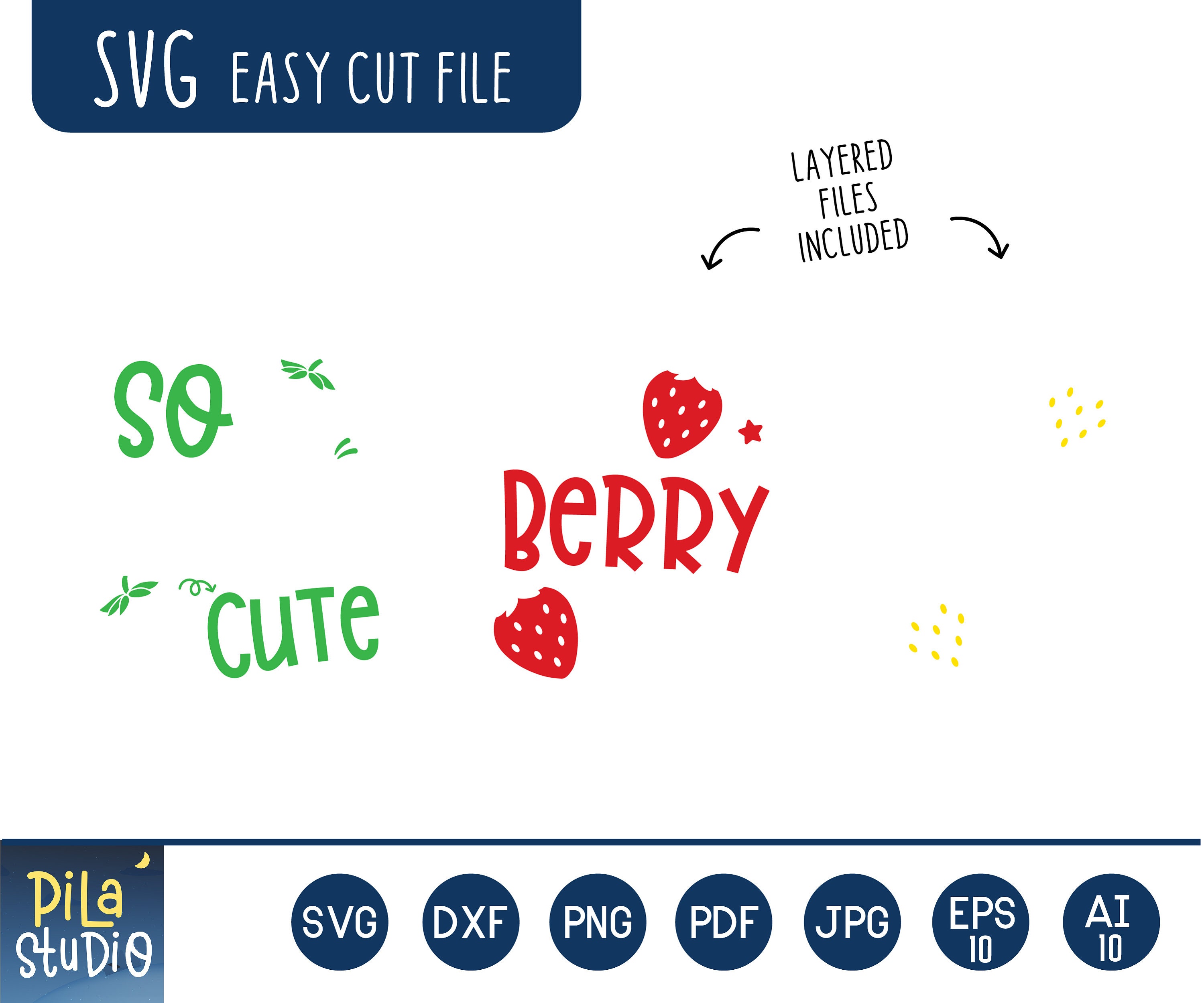 So Berry Cute Svg Strawberry Svg Strawberry Clipart Kids | Etsy