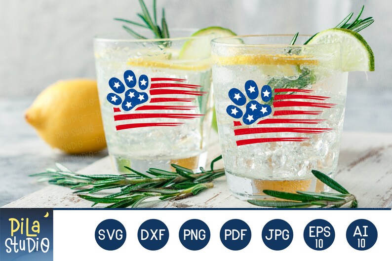 America Flag Paw Print Svg, Dog Lover 4th of July Svg, Paw Print Svg ...