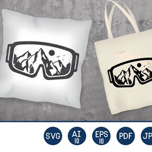 Mountain Snow Goggles SVG File, Mountain Svg, Adventure SVG, Goggles ...