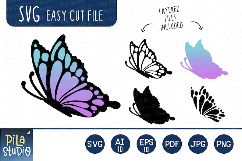 Layered Butterfly SVG Butterfly Svg Butterfly Clipart - Etsy