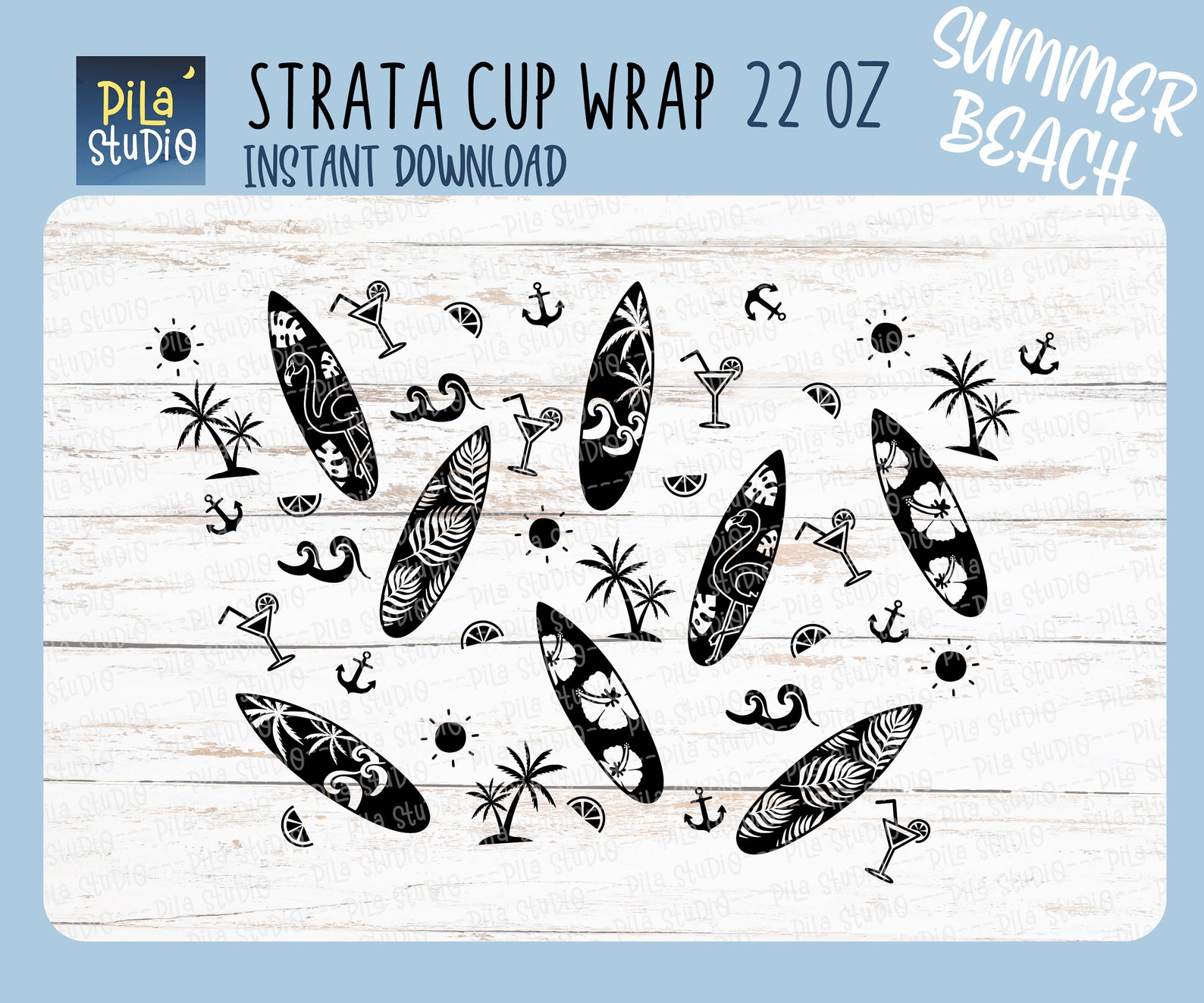Beach Summer Strata SVG Strata Cups Svg Summer SVG DIY Full Wrap for ...