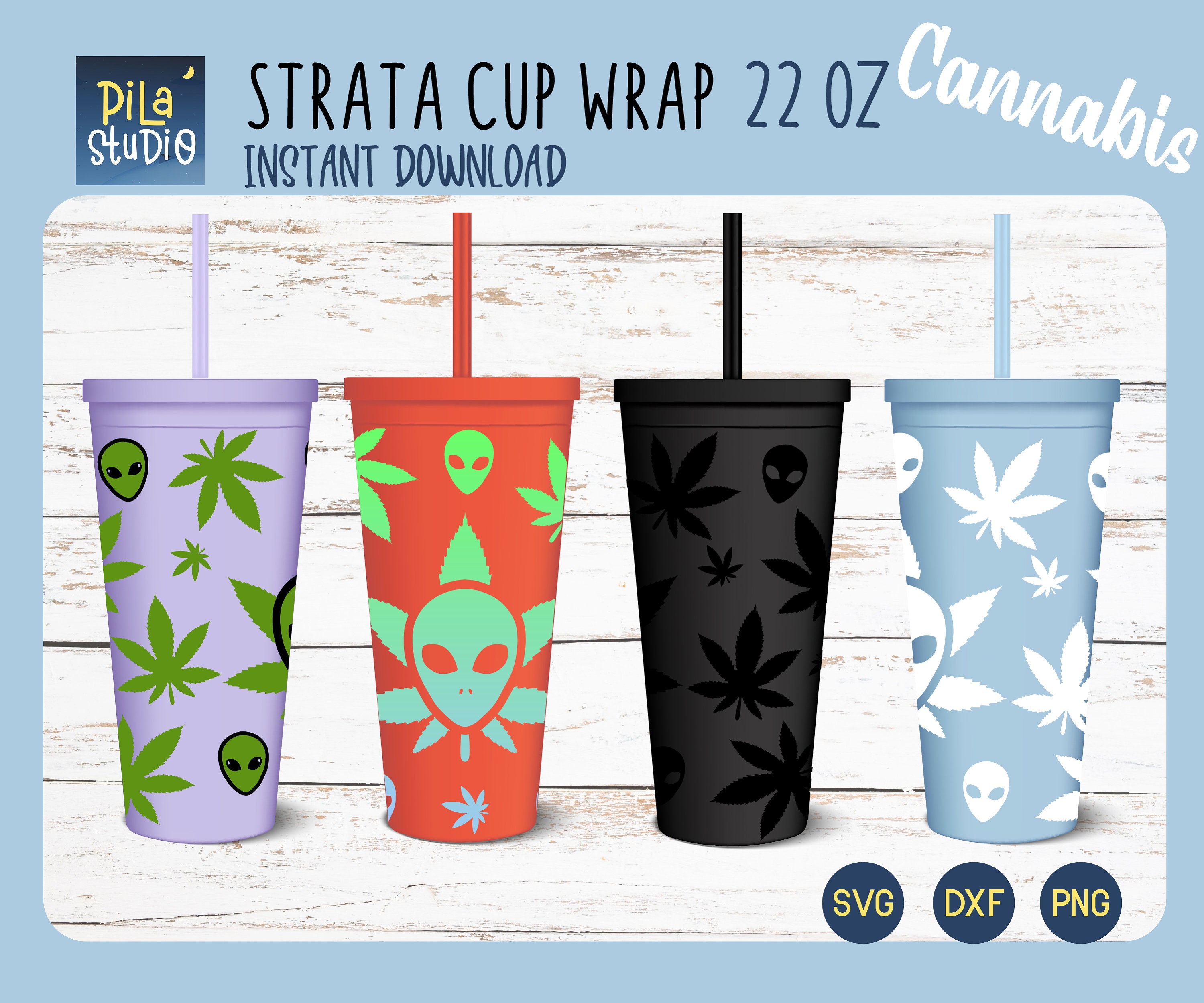 Alien Cannabis Strata SVG Cannabis Cups SVG DIY Full Wrap - Etsy