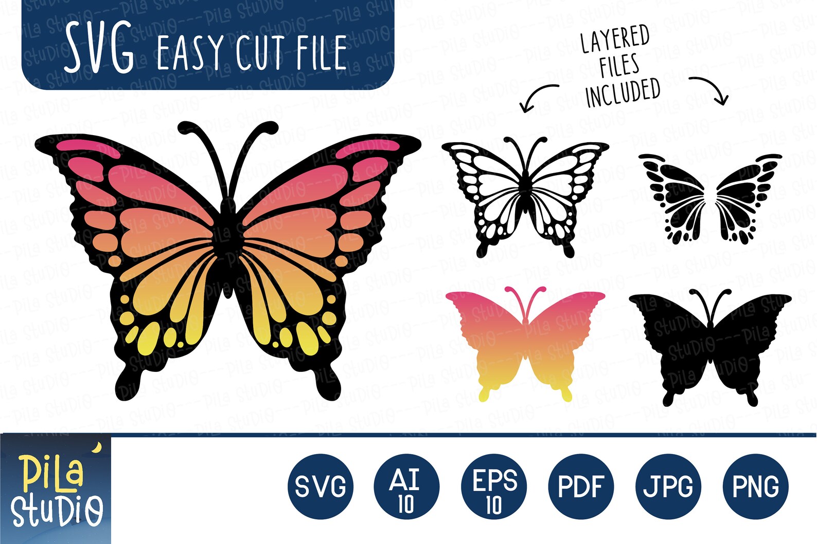 Layered Butterfly SVG Butterfly svg Butterfly Clipart | Etsy