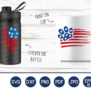 America Flag Paw Print Svg, Dog Lover 4th of July Svg, Paw Print Svg ...