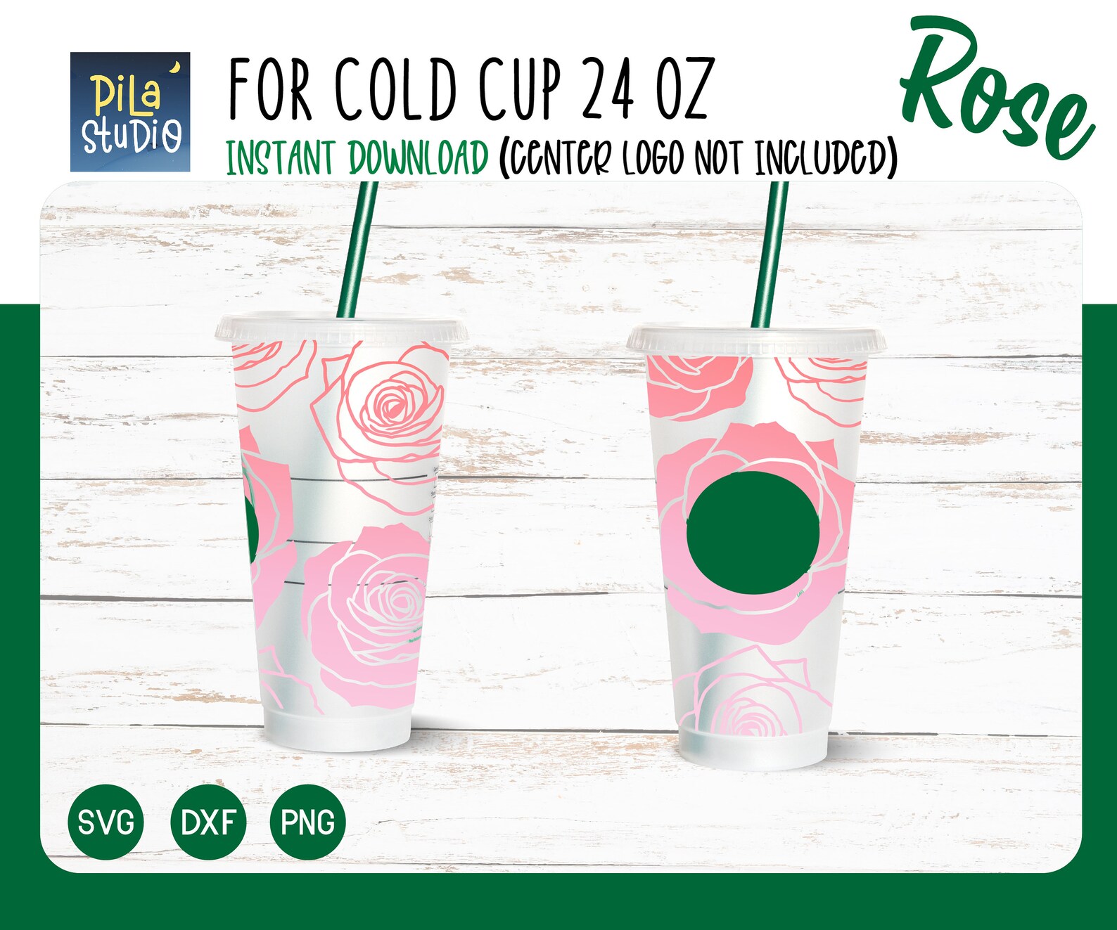 Rose Cup Svg, Floral Cold Cup, Rose Flower Full Wrap Venti Cold Cup 24 ...