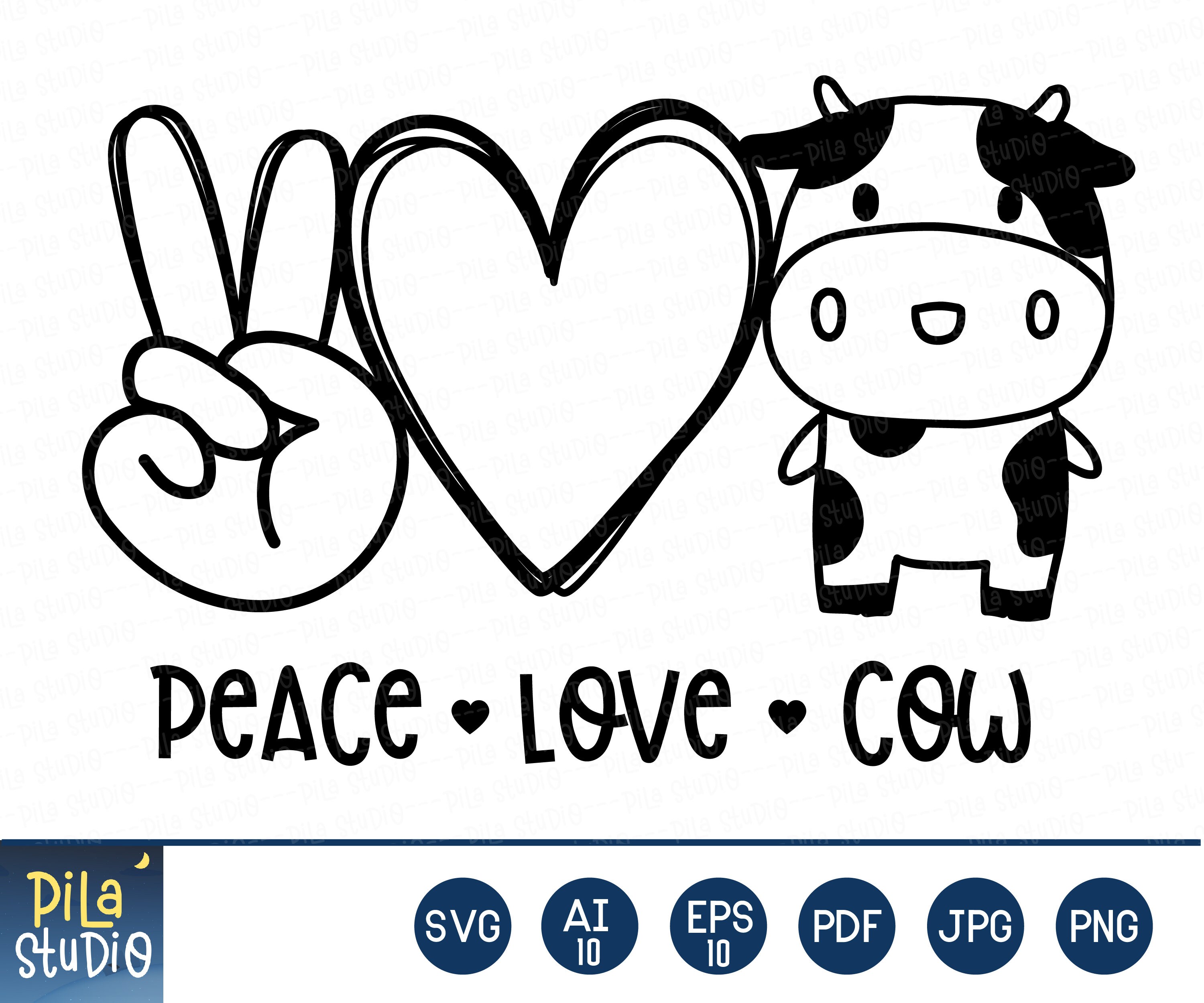 Peace love cow sublimation Cow svg cow valentine's svg | Etsy