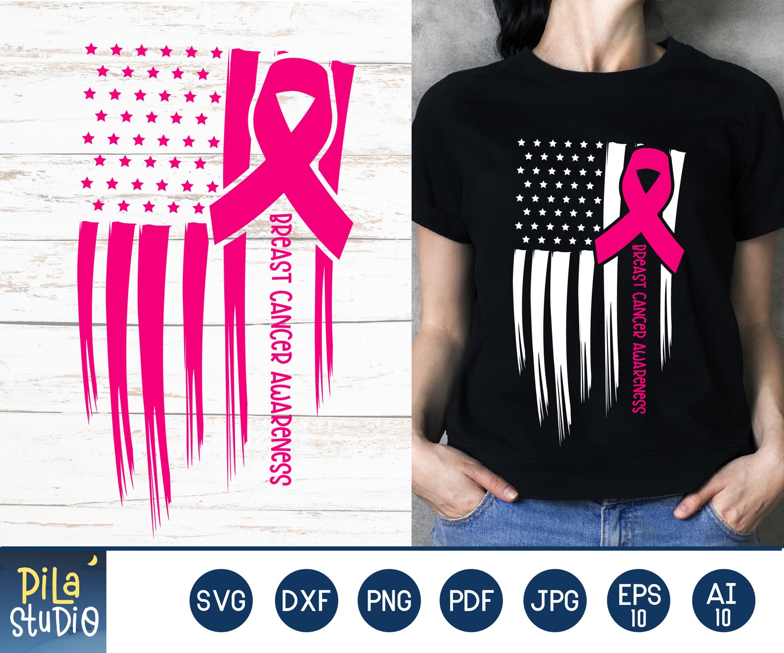 Pink Ribbon USA Flag SVG Breast Cancer Svg Pink Ribbon Png - Etsy