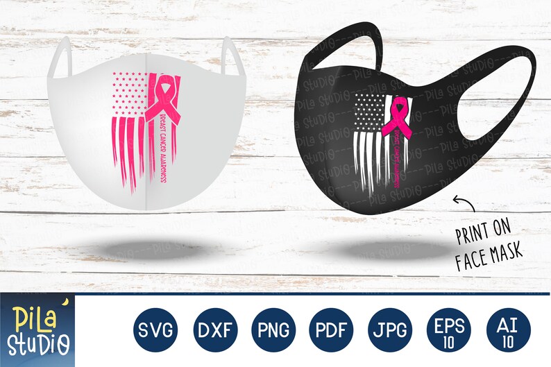 Pink Ribbon USA Flag SVG, Breast Cancer Svg, Pink Ribbon Png, Ribbon ...