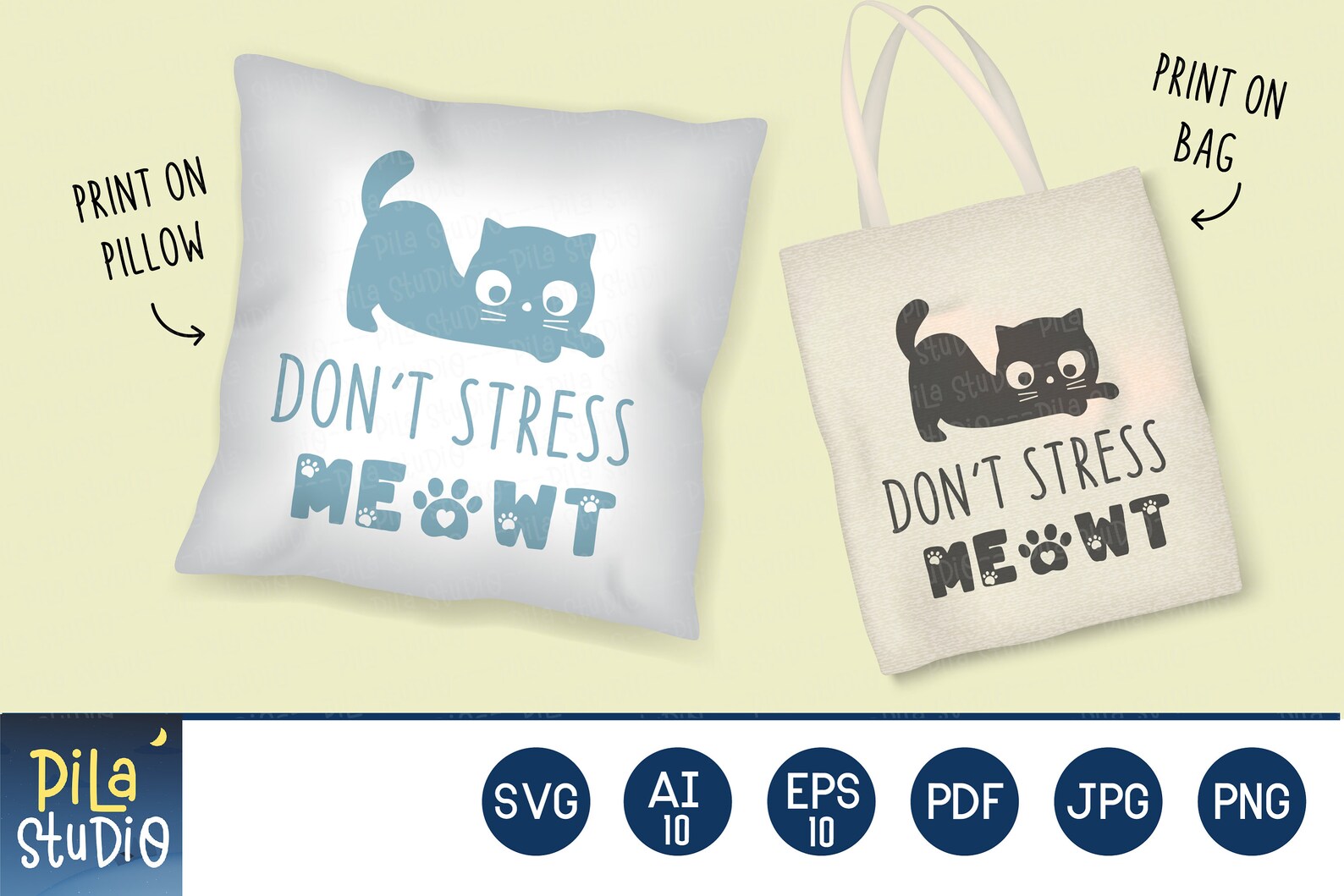 Don't Stress Meowt svg paws svg cat svg cat paw svg | Etsy